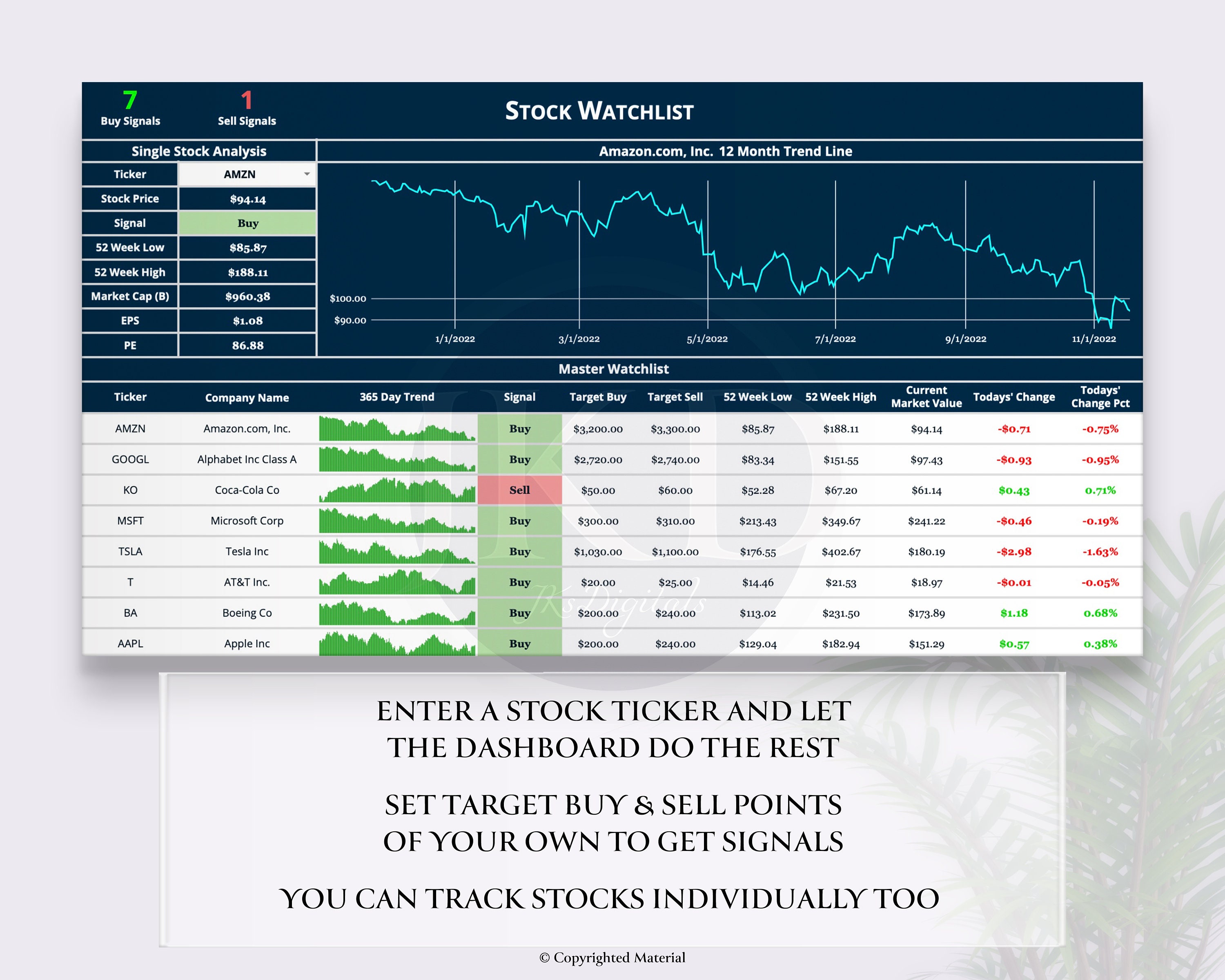 Stock Portfolio, Stock Watchlist, Investment Tracker, Stock Tracker, Stocks and Shares ...