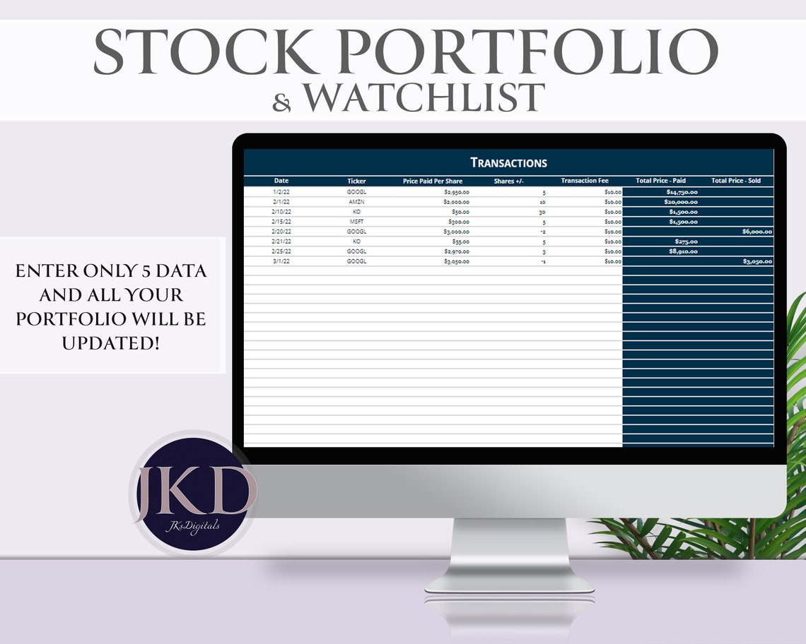 Stock Portfolio Stock Watchlist Investment Tracker Stock | Etsy