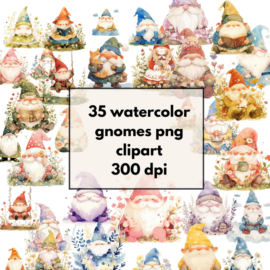 Watercolor Cute Gnomes Pack Gnome Sticker Bundle Summer Gnome Bundle ...