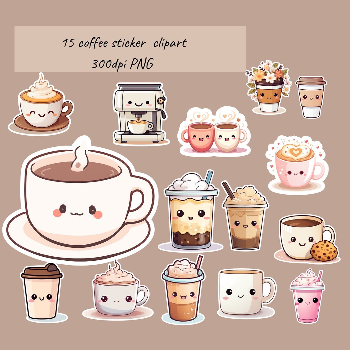 Coffee Sticker Pack Coffee Sticker Bundle Coffee Sticker Sheet Kawaii ...