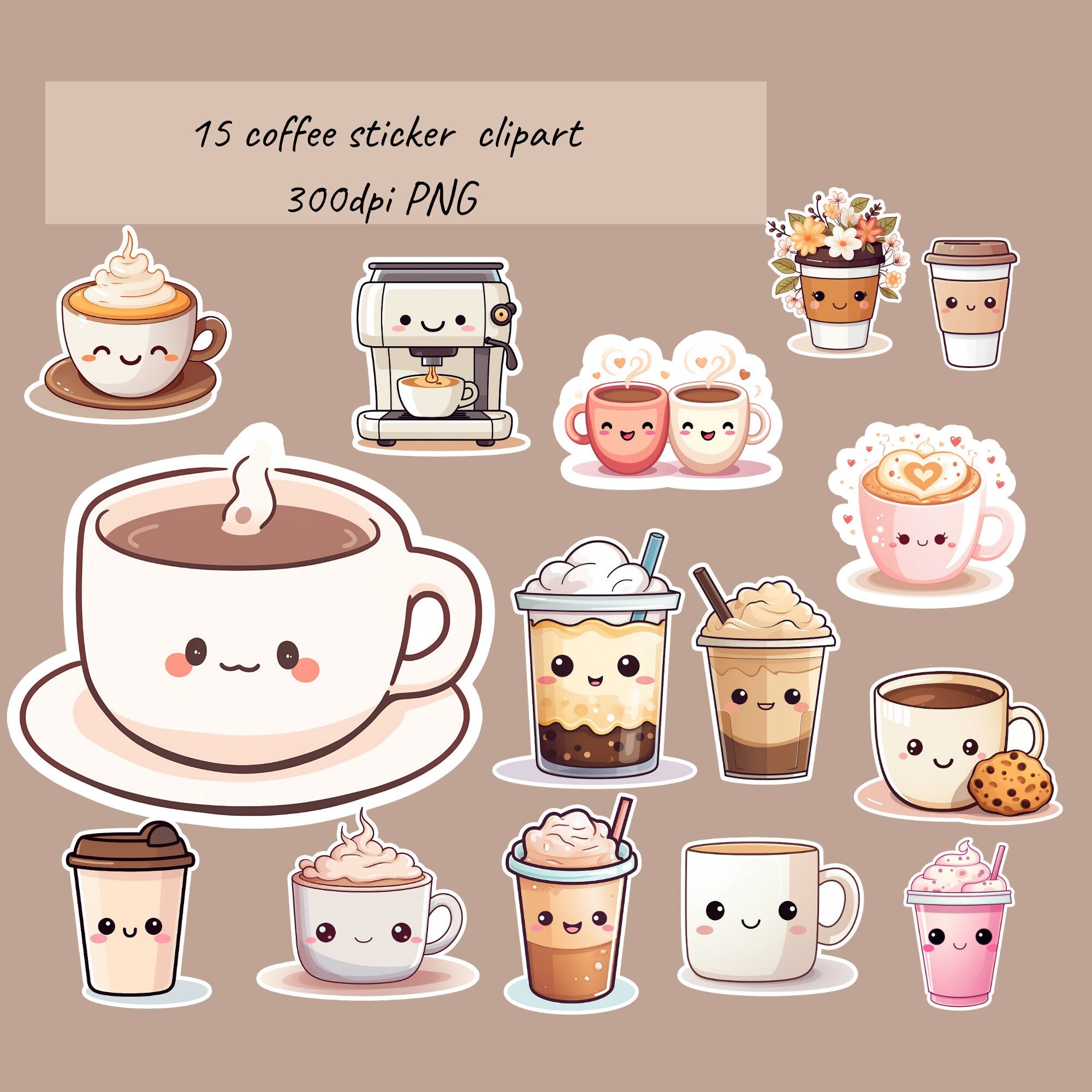 Coffee Sticker Pack Coffee Sticker Bundle Coffee Sticker Sheet Kawaii ...