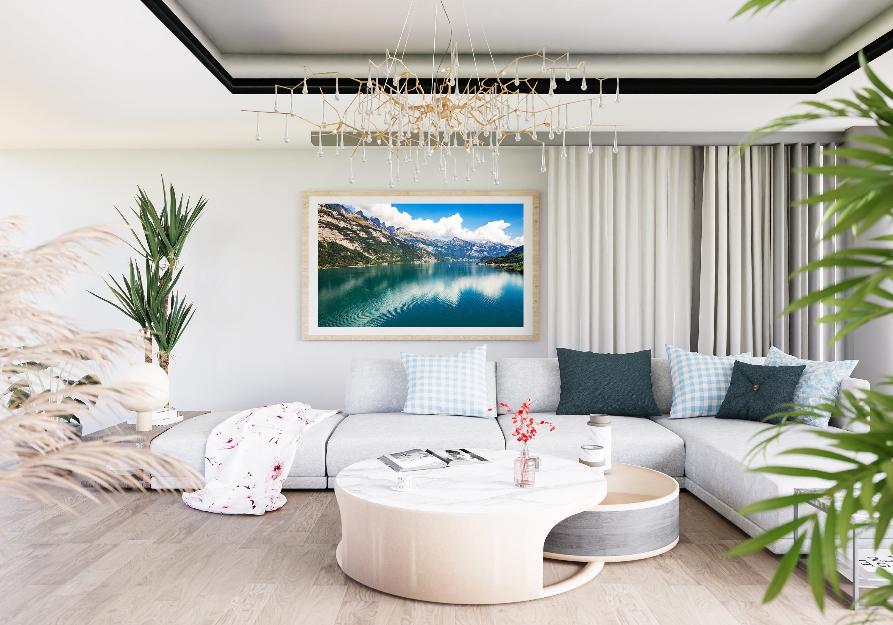 Alpine Mountains & Lake Walensee in SWITZERLAND Photo Wall Art, INSTANT ...
