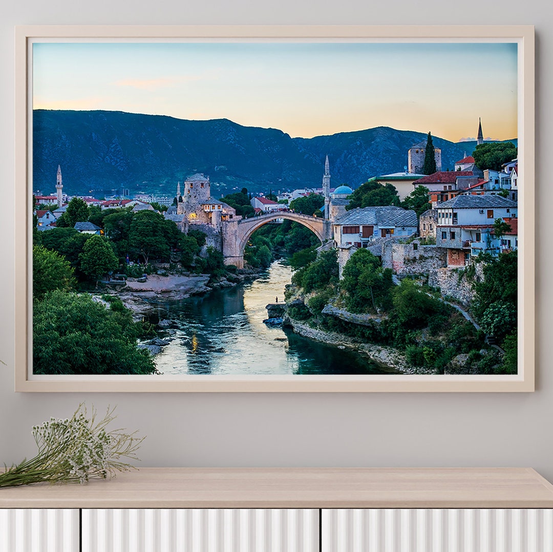 Old Town MOSTAR BOSNIA at Sunset Photo Wall Art, INSTANT Digital ...