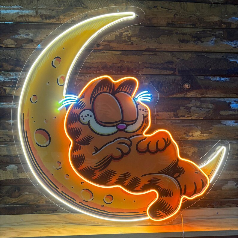Garfield on the Moon Neon LED Sign Whimsical Wall Decor, Perfect for ...
