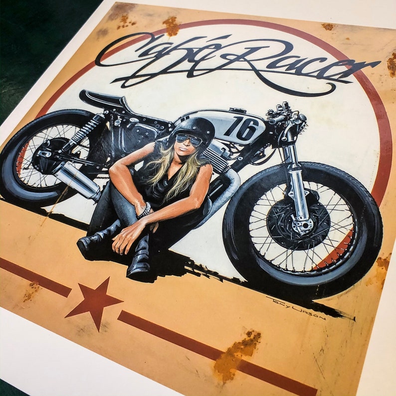 Cafe Racer Limited Edition Print of Hand Painted Image, Showing a ...