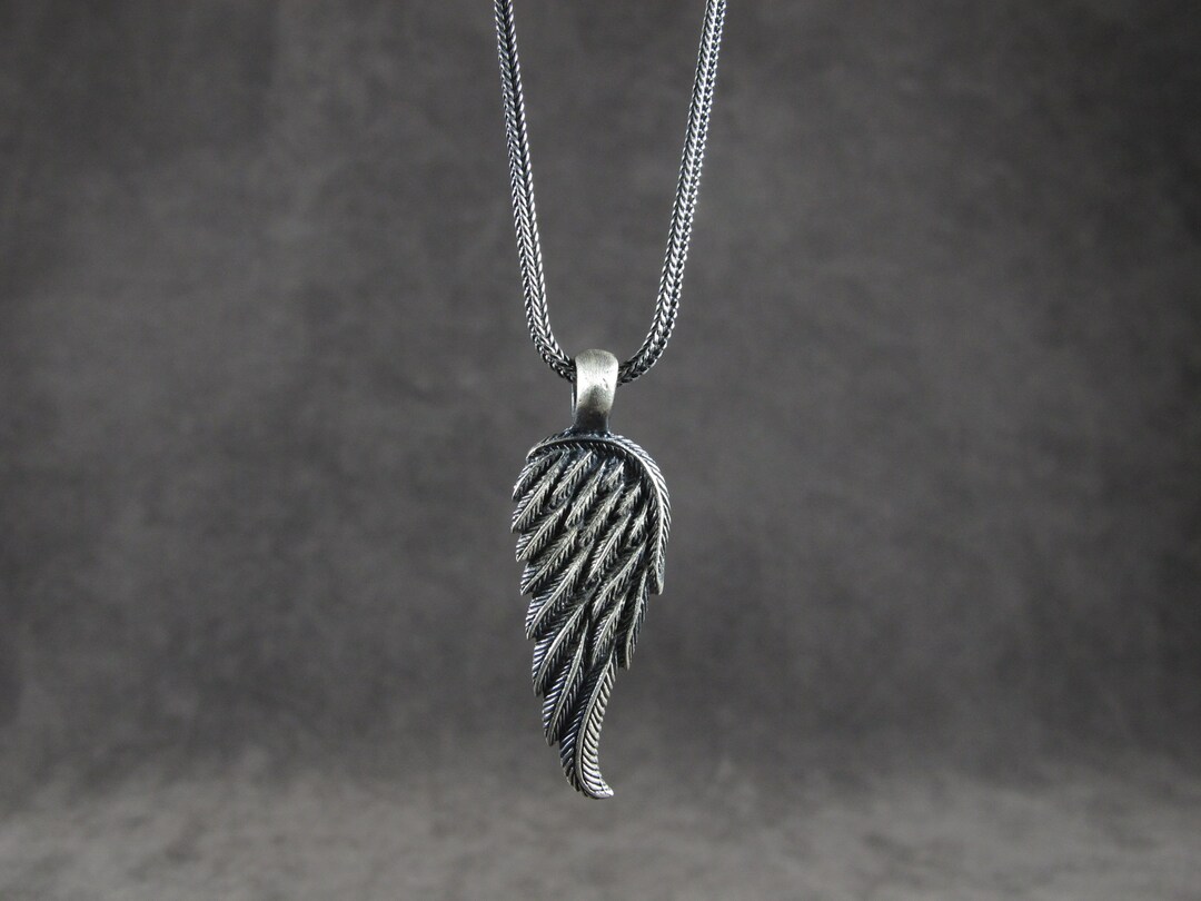 Angel Wing Necklace Men, Religious Mens Jewelry, Angel Wing Feather ...