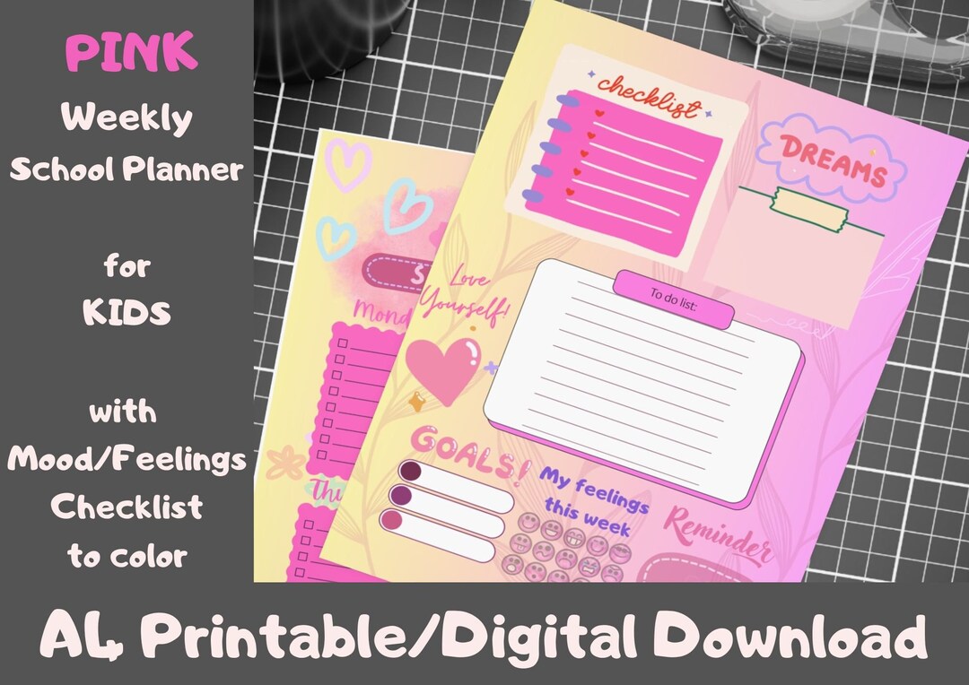 Pink Kids Printable School Weekly Planner To-do List Back to School ...