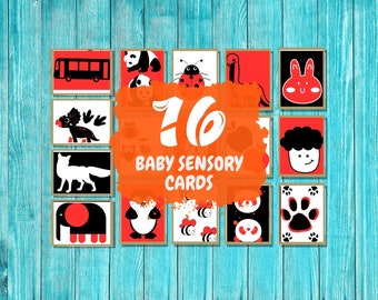 3-6 MONTHS PRINTABLE High Contrast Baby Sensory Flash Cards, Montessori ...