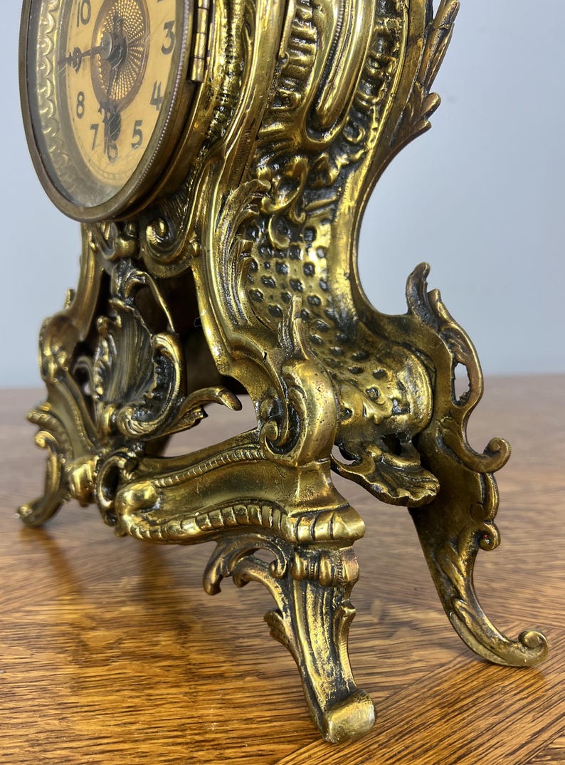 Clock Vintage French Style Brass Decorative Mantel Clock Ornate Case ...