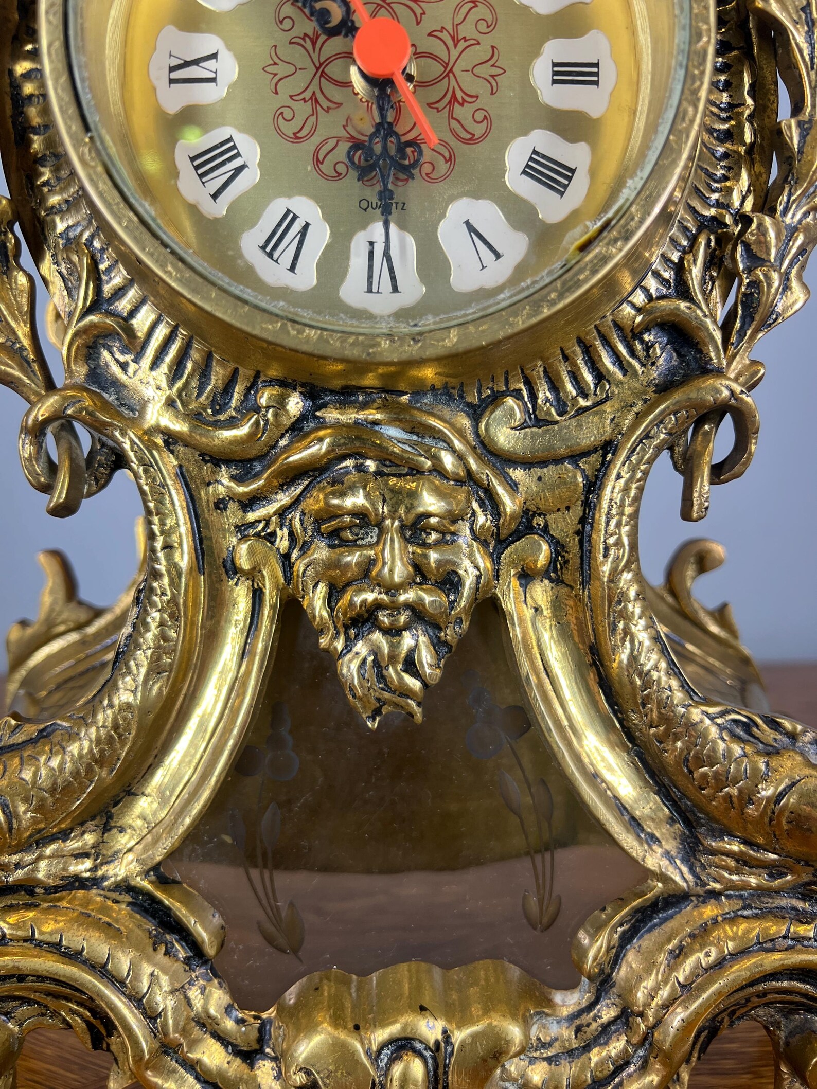 Clock Vintage French Style Decorative Mantel Clock Figural Gilt Case ...