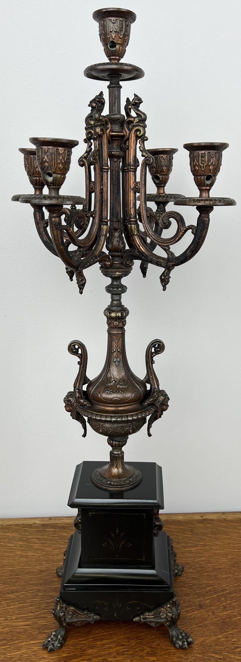Candelabra Antique French Brass Marble 5 Arm Ornate Candle Holder LOT ...