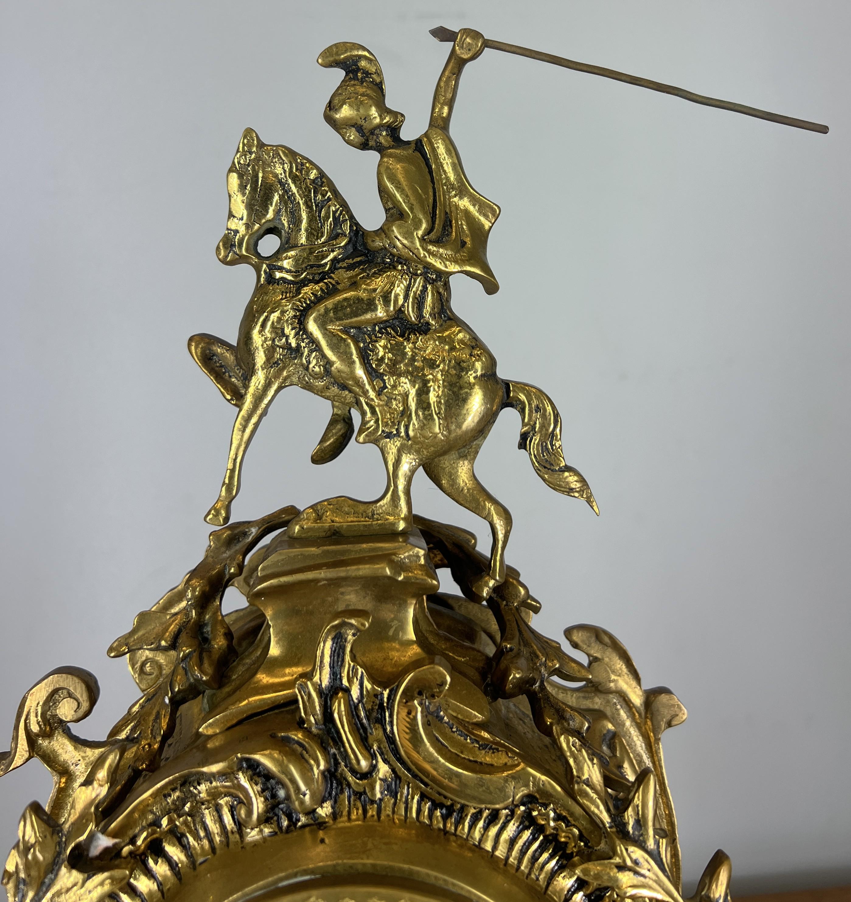 Clock Vintage French Style Decorative Mantel Clock Figural Gilt Case ...