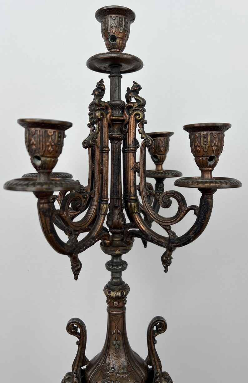 Candelabra Antique French Brass Marble 5 Arm Ornate Candle Holder LOT ...