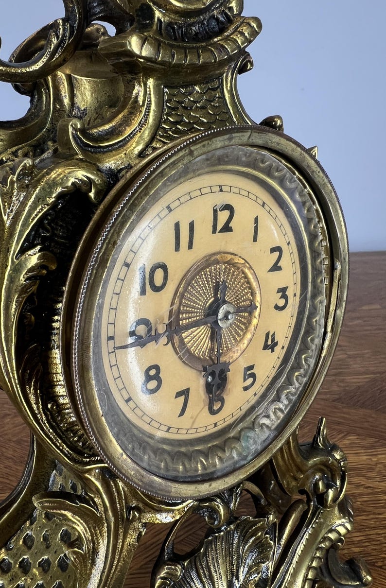 Clock Vintage French Style Brass Decorative Mantel Clock Ornate Case ...