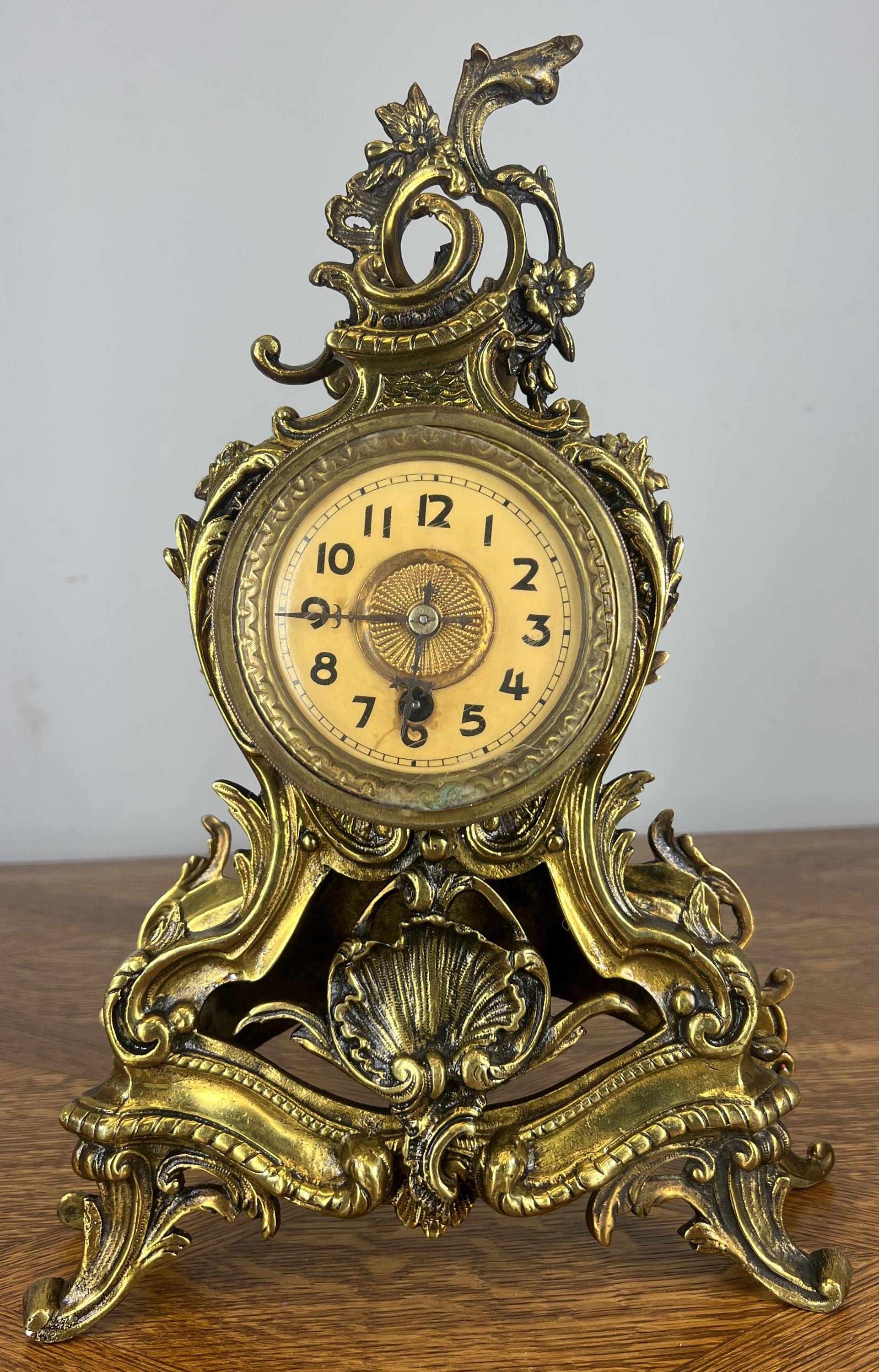 Clock Vintage French Style Brass Decorative Mantel Clock Ornate Case ...