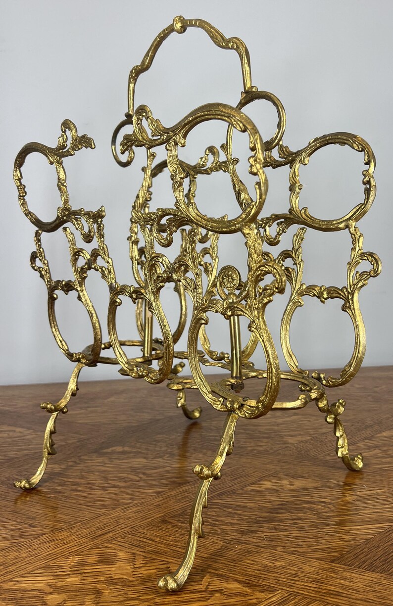 Newspaper Rack Vintage French Style Brass Magazine Stand LOT 4647 - Etsy UK