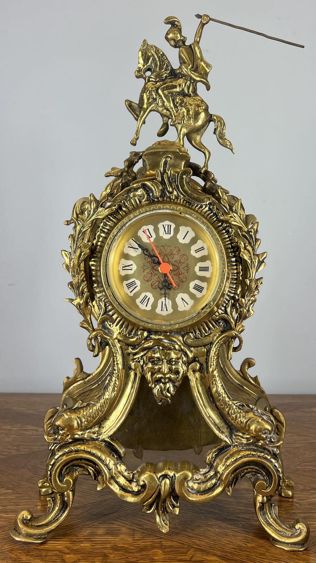 Clock Vintage French Style Decorative Mantel Clock Figural Gilt Case ...