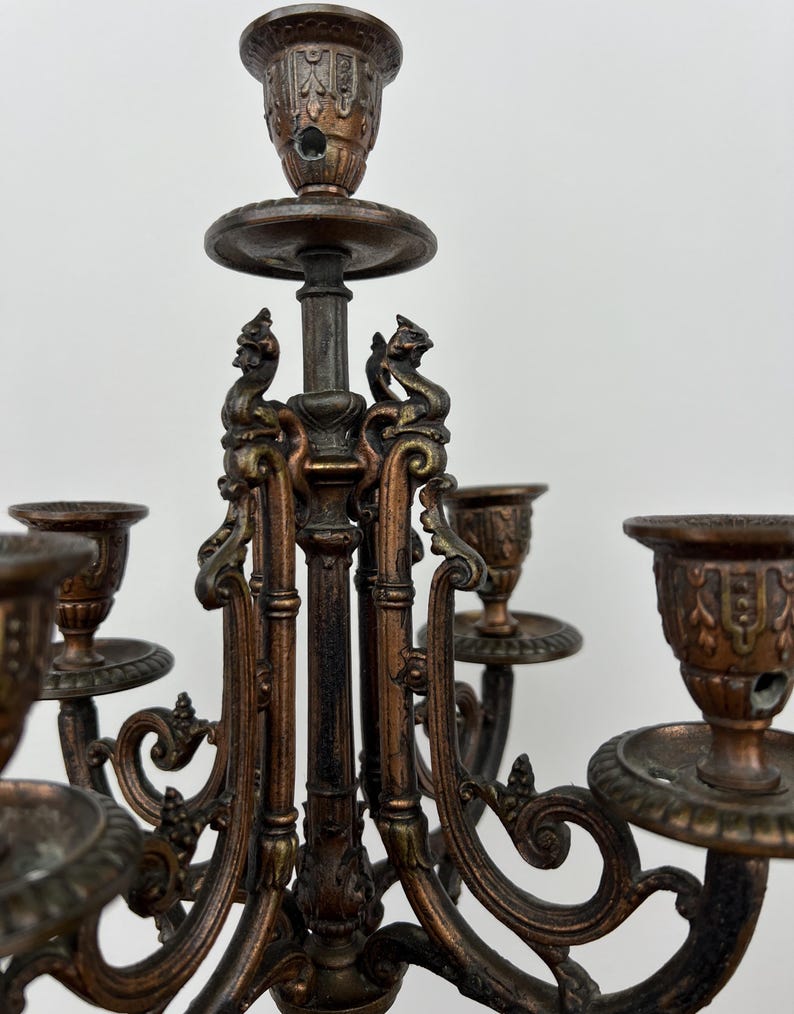 Candelabra Antique French Brass Marble 5 Arm Ornate Candle Holder LOT ...