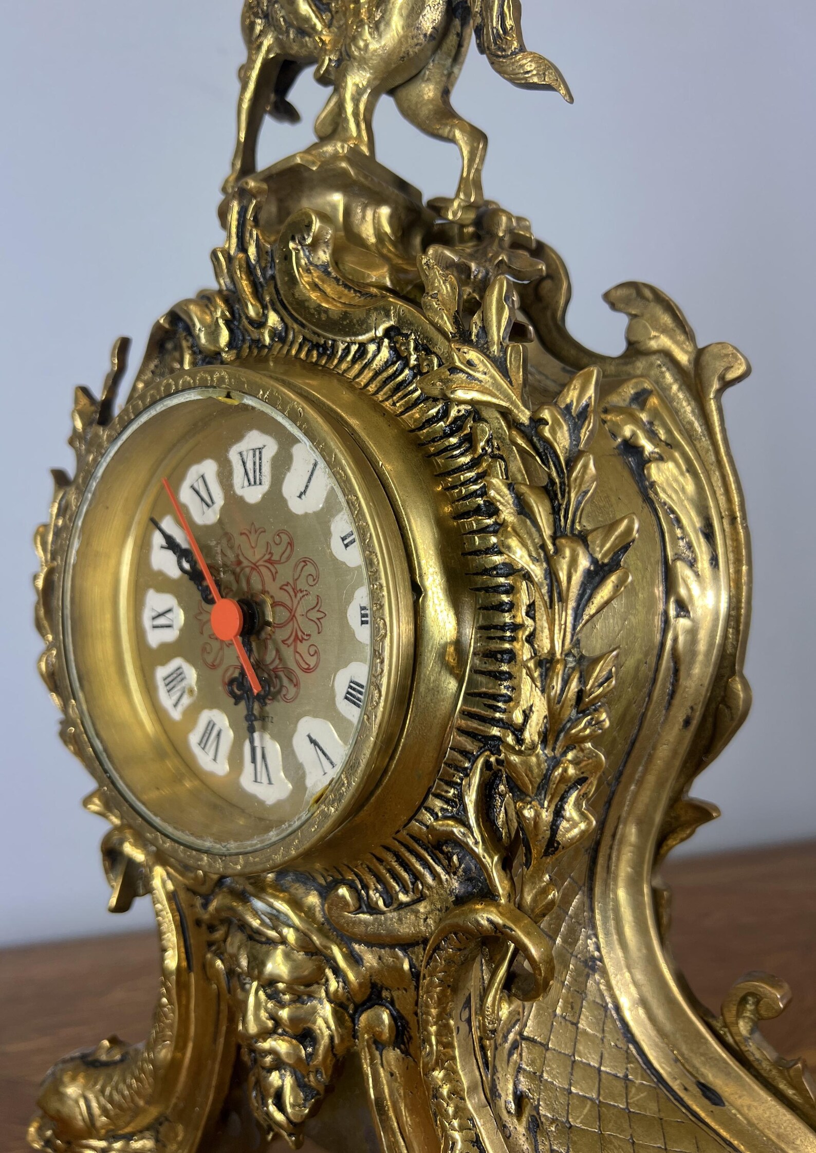Clock Vintage French Style Decorative Mantel Clock Figural Gilt Case ...