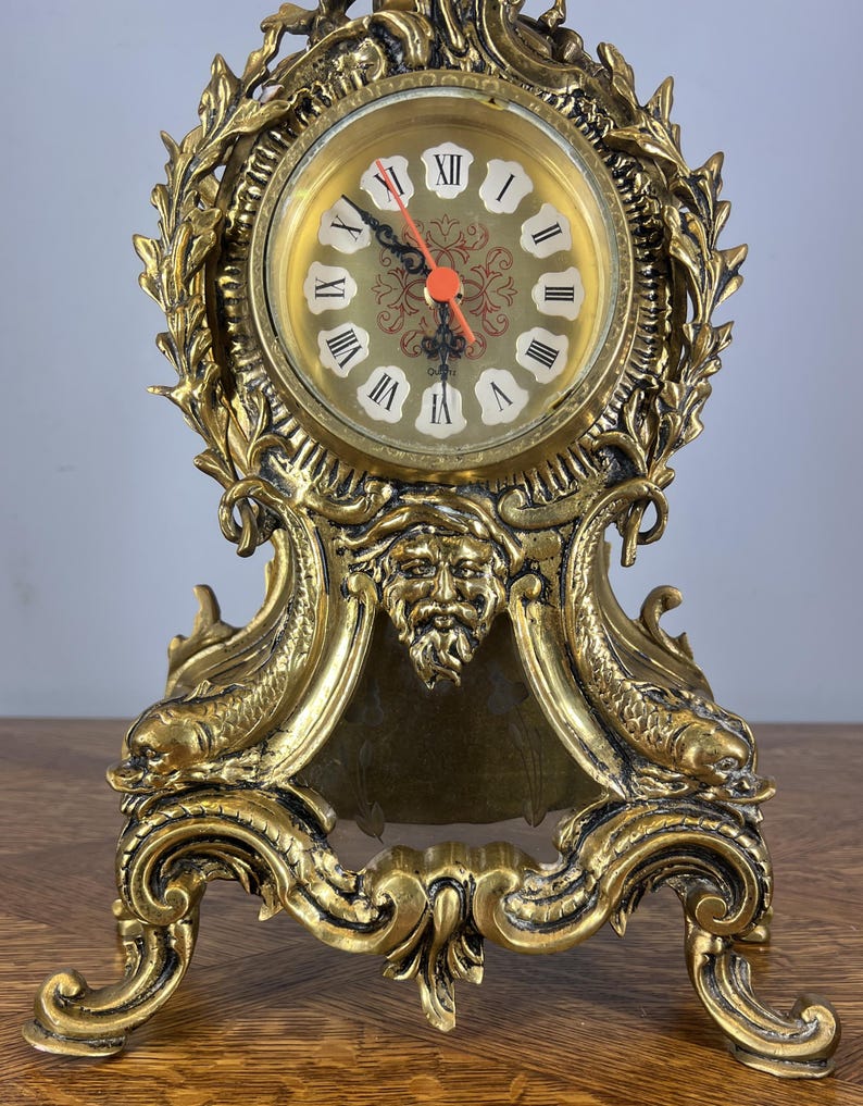 Clock Vintage French Style Decorative Mantel Clock Figural Gilt Case ...