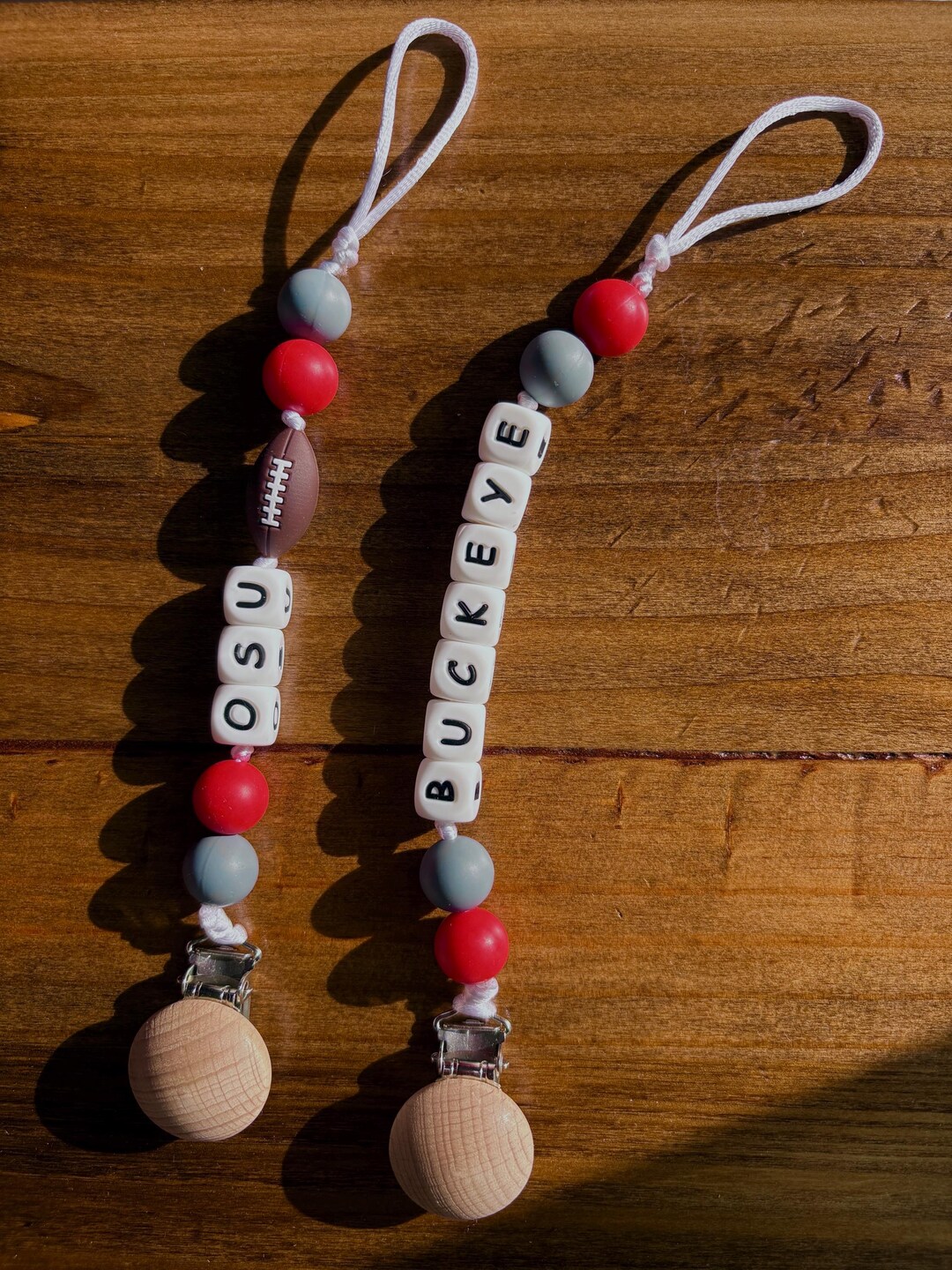 Ohio State Buckeyes Football Paci/binky Clip - Custom Teams/names - Etsy