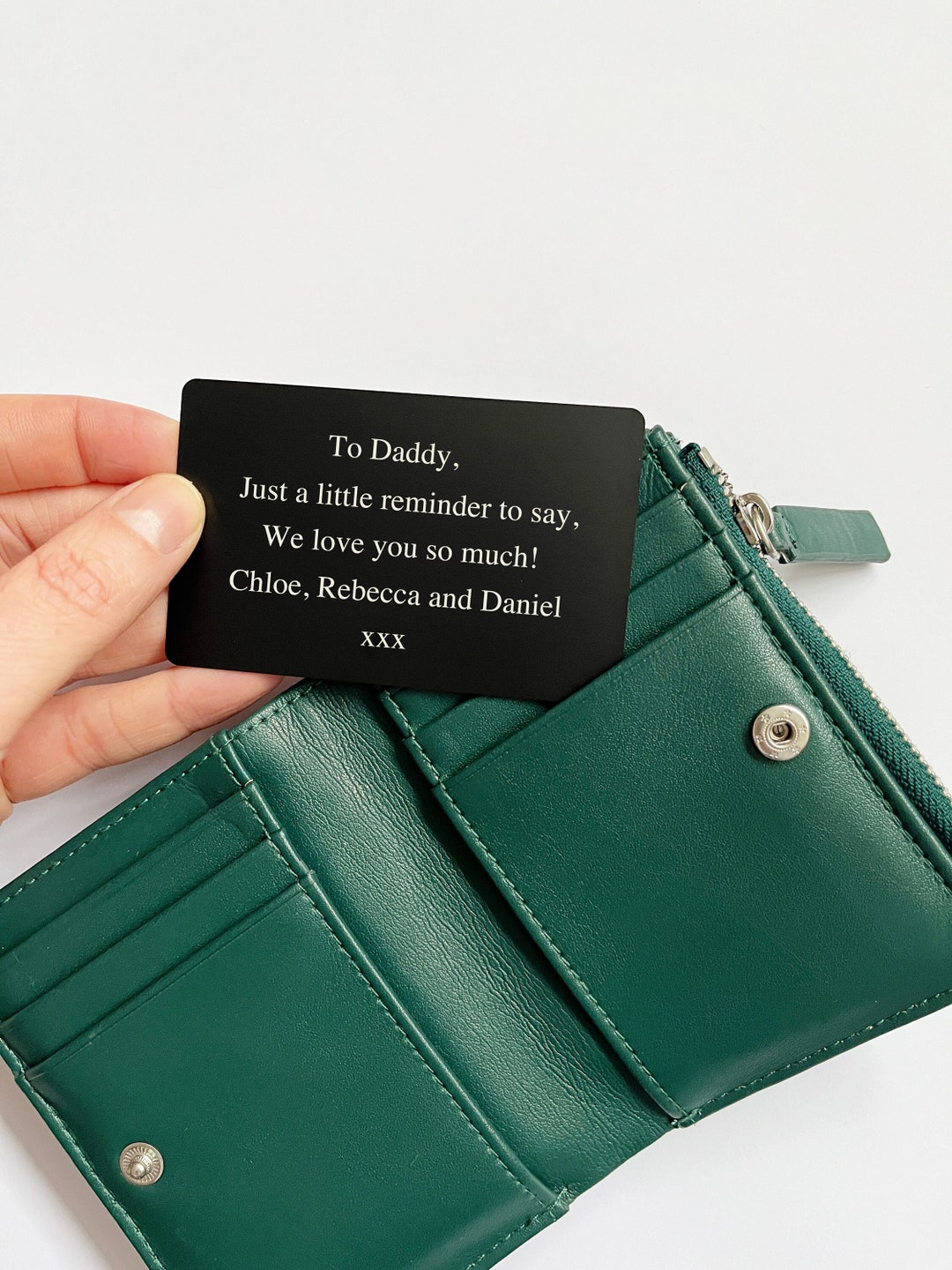 Personalised Engraved Wallet Card Your Own Wording Message Printed ...