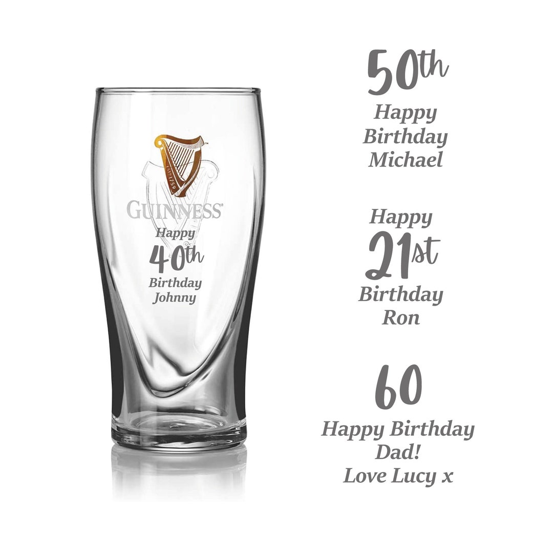 Personalised Engraved Birthday Guinness Glass | Guinness Lover Gift - Etsy