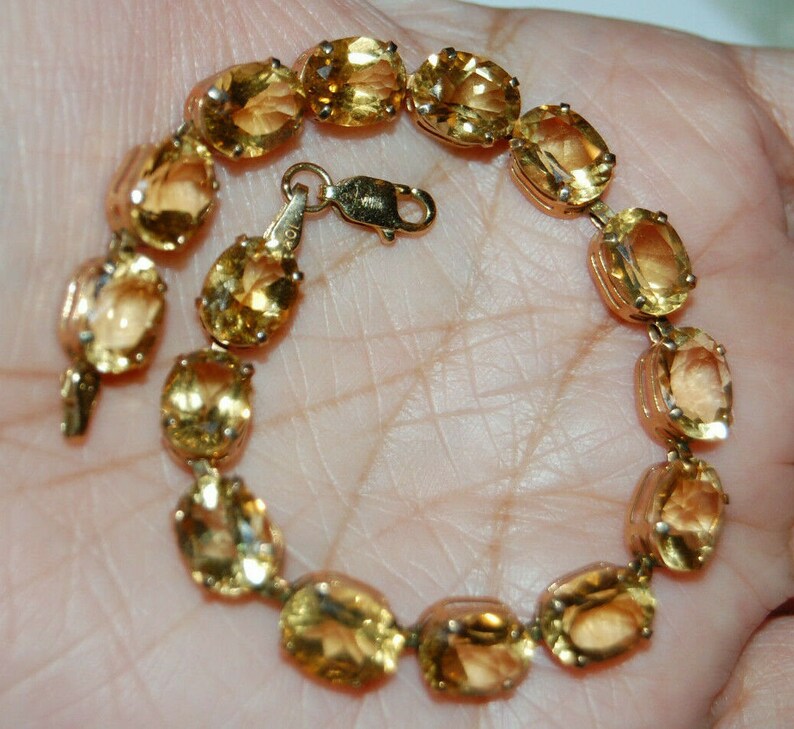 CID 10K Solid Yellow Gold Tennis Bracelet Citrine Gemstone of - Etsy