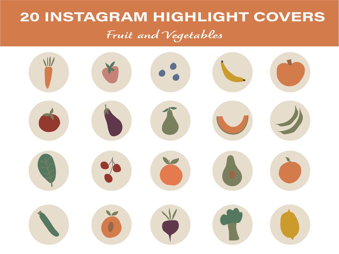 20 Food Instagram Highlight Covers for Food Bloggers and Foodies, Fruit ...
