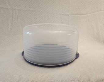Vintage Tupperware Big Round Cake Taker Carrier W Blue Base Opaque Lid ...