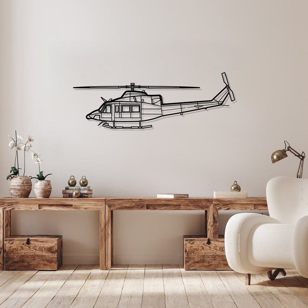 Bell 412EP Silhouette Metal Wall Art, Helicopter Metal Wall Decor ...