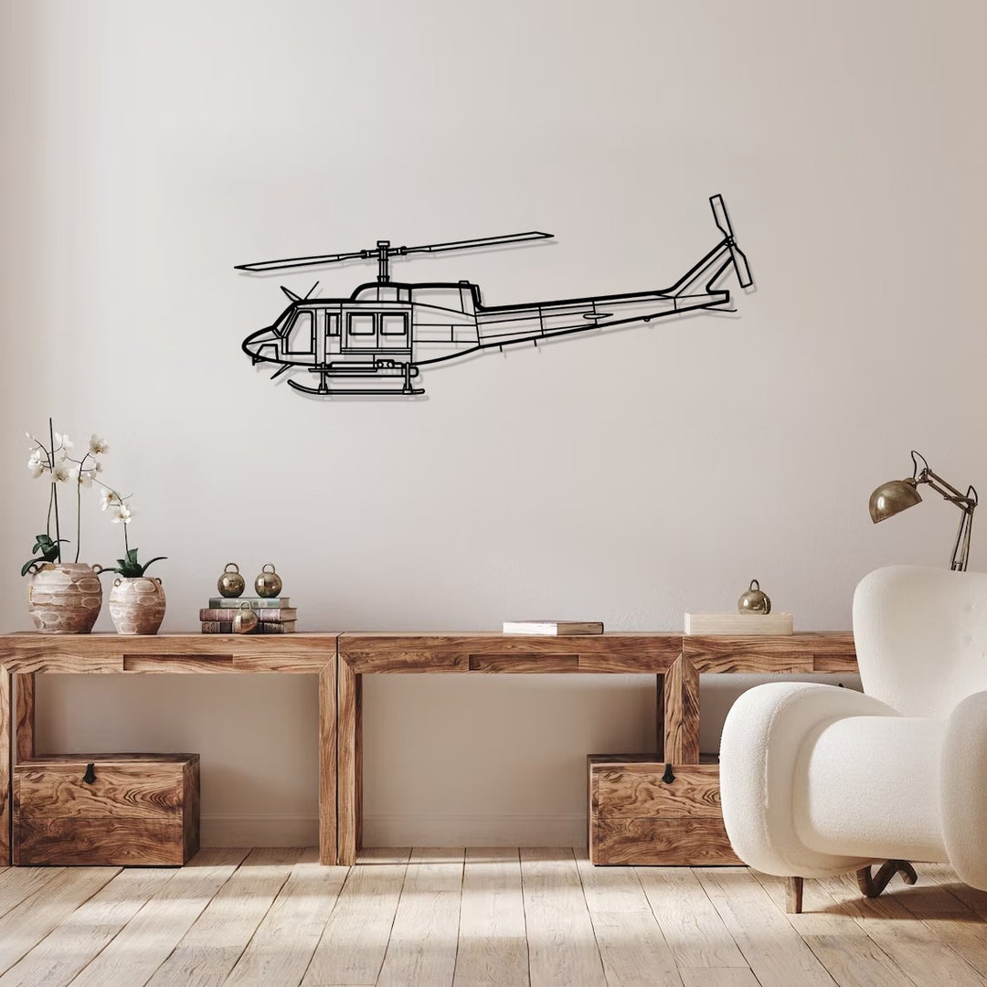 Bell 212 Silhouette Metal Wall Art, Helicopter Metal Wall Decor ...