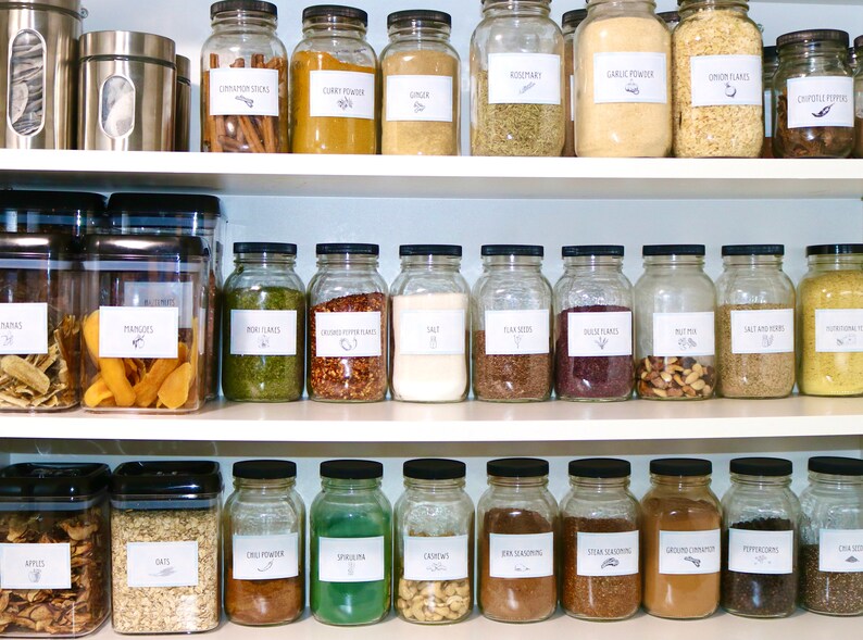 Kitchen Spice Container Labels (45) - Blue Modern Stickers for Spices ...