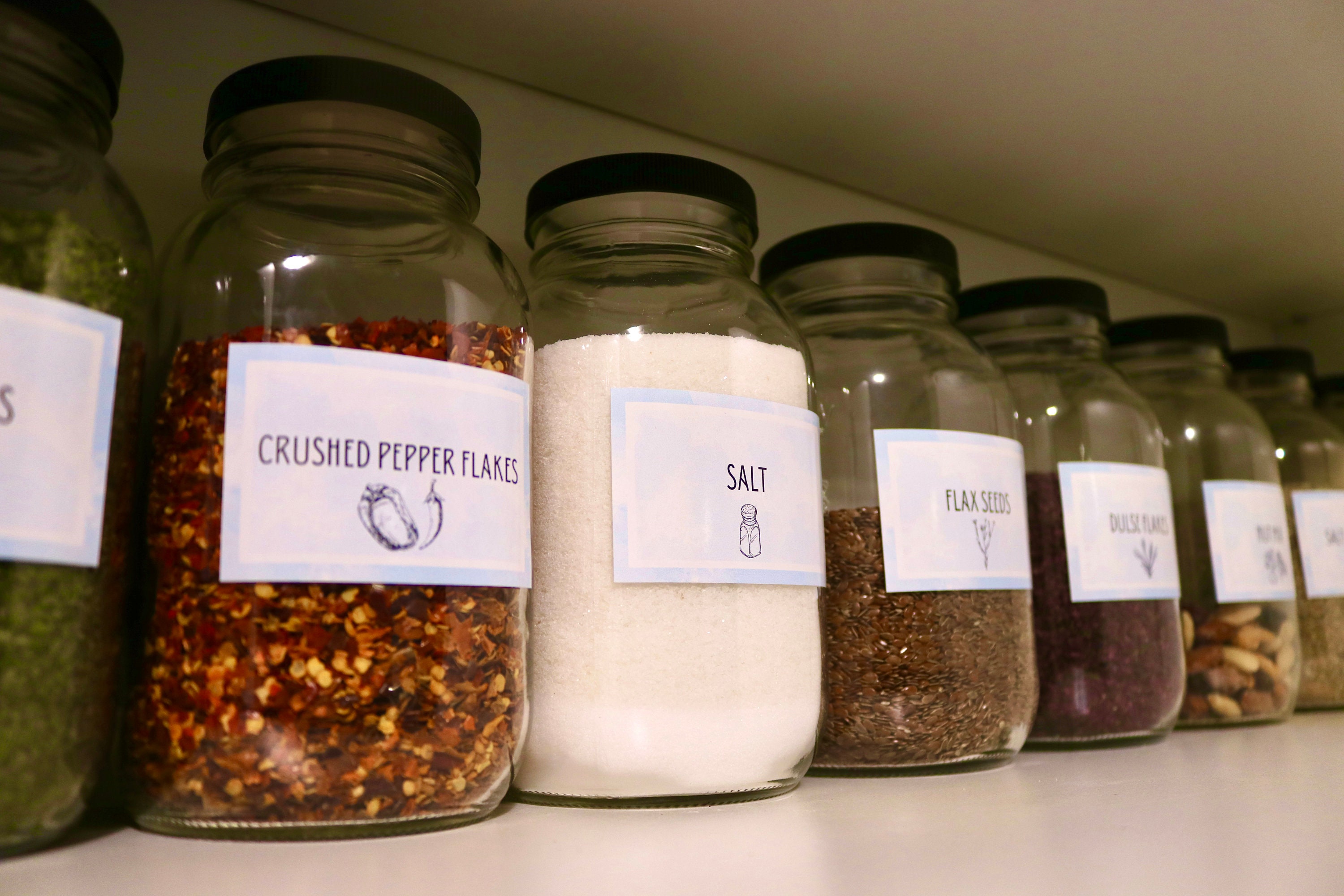 Kitchen Spice Container Labels (45) - Blue Modern Stickers for Spices ...