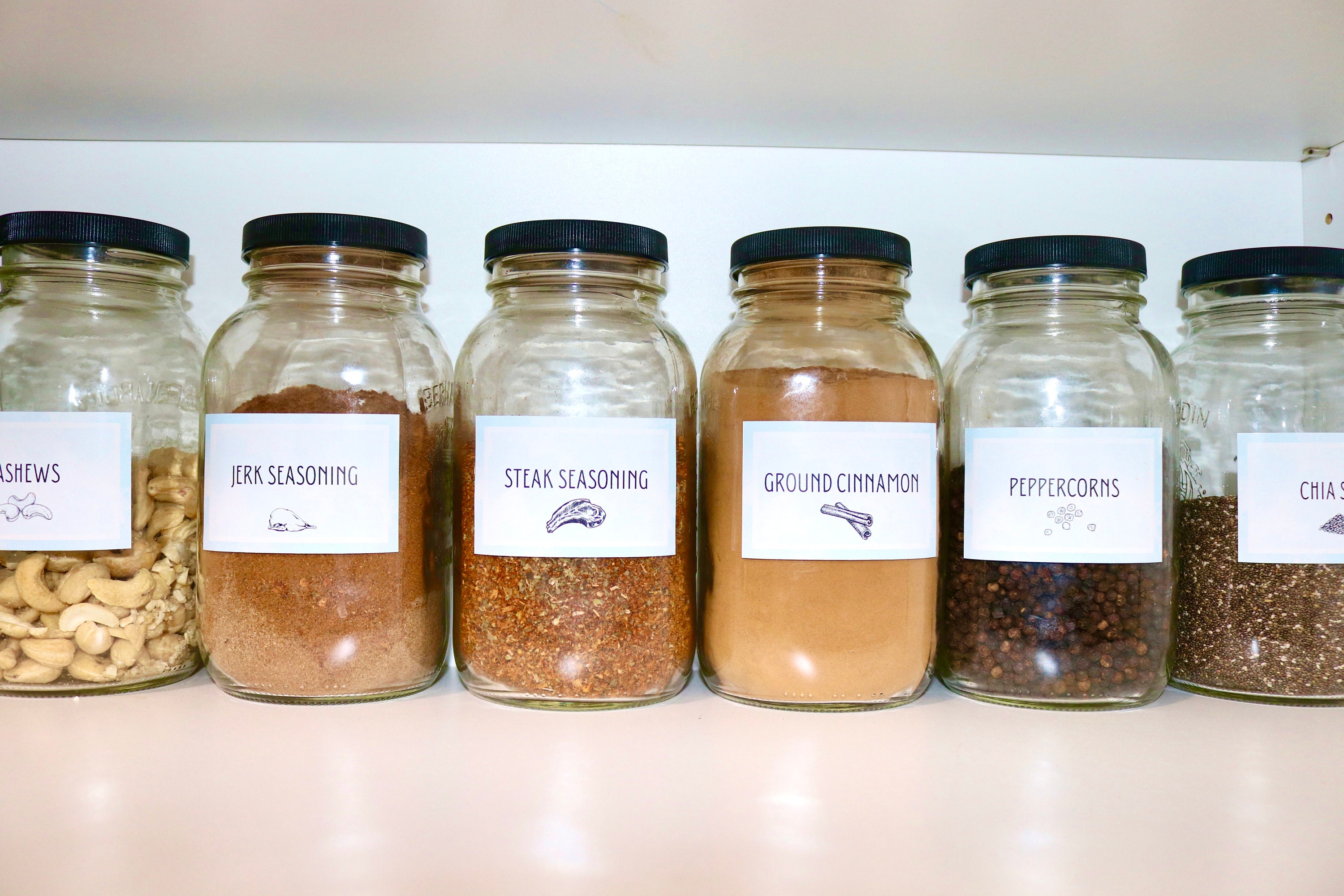 Kitchen Spice Container Labels 45 Blue Modern Stickers for Spices and ...