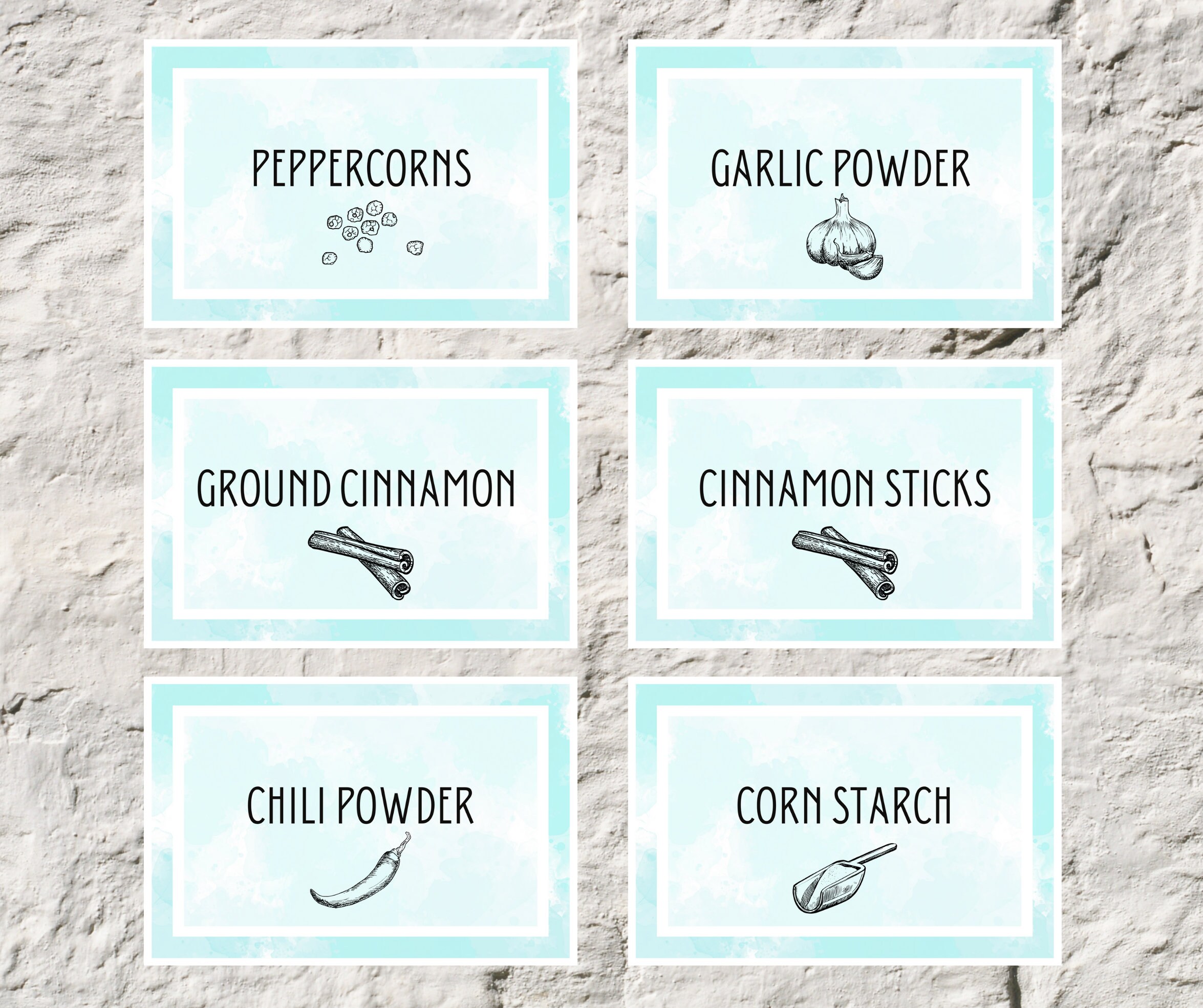 Kitchen Spice Container Labels (45) - Blue Modern Stickers for Spices ...