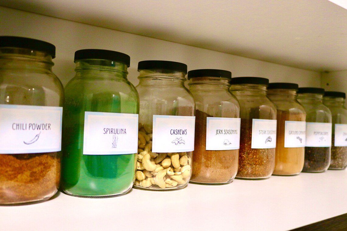 Kitchen Spice Container Labels 45 Blue Modern Stickers for - Etsy