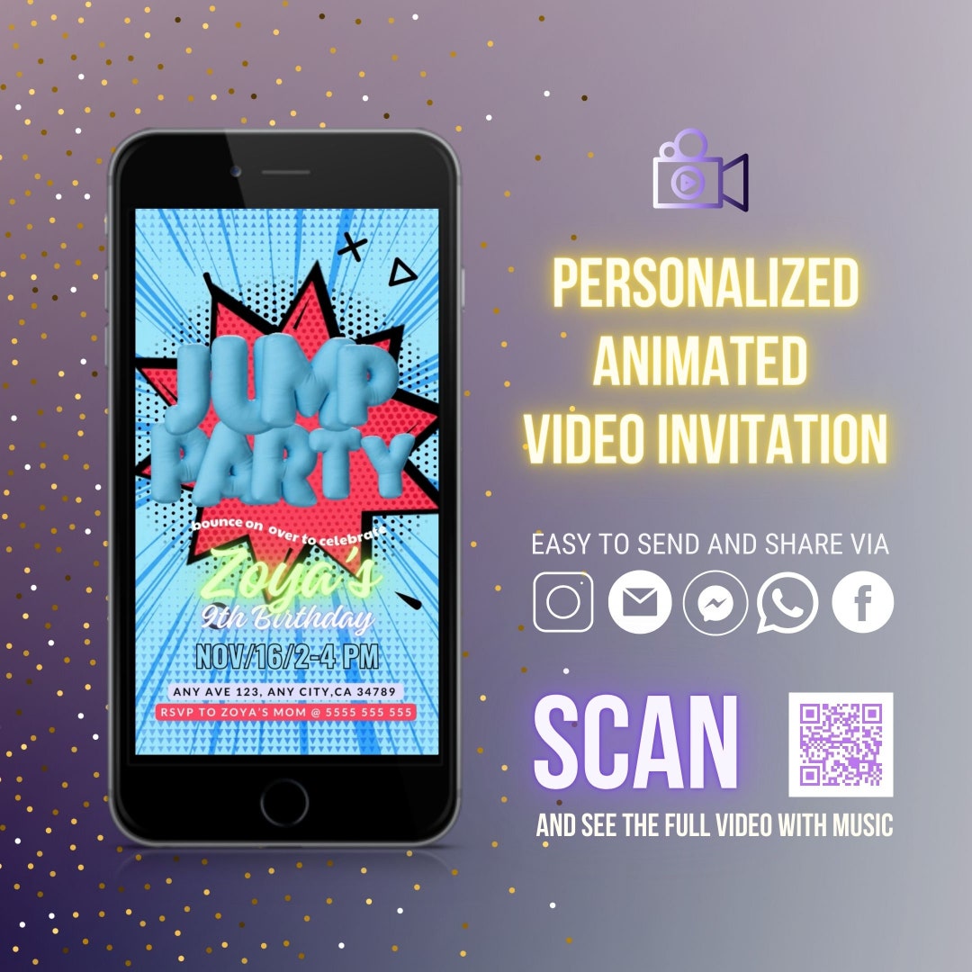 JUMP Party Animated Video Invitation With Background Music, Fully ...