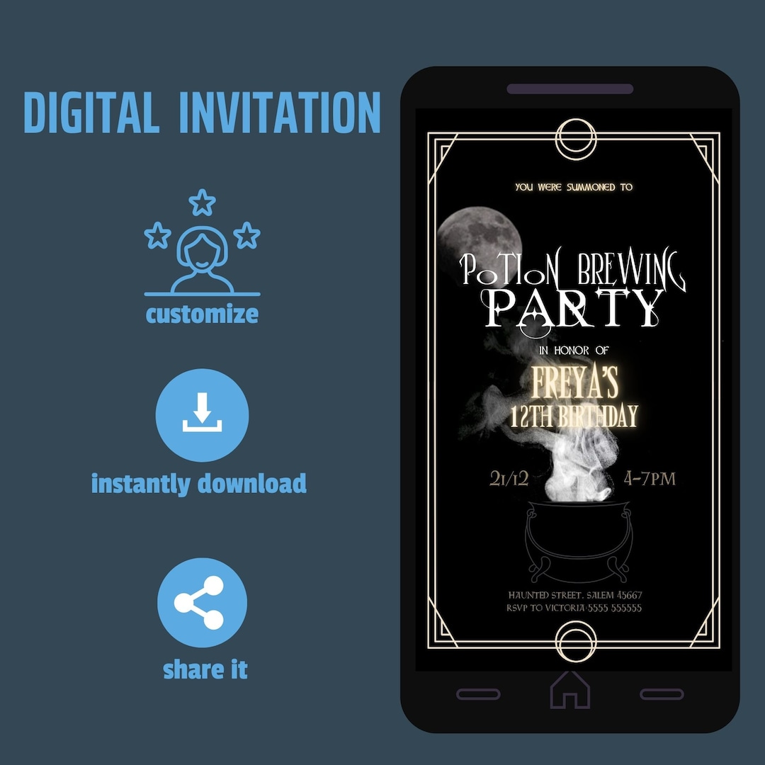 Witch Wizard Potion Party Digital Video Invitation, Personalized ...