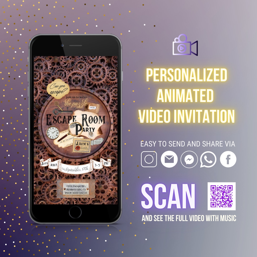 Escape Room Birthday Animated Video Invitation With Background Music ...