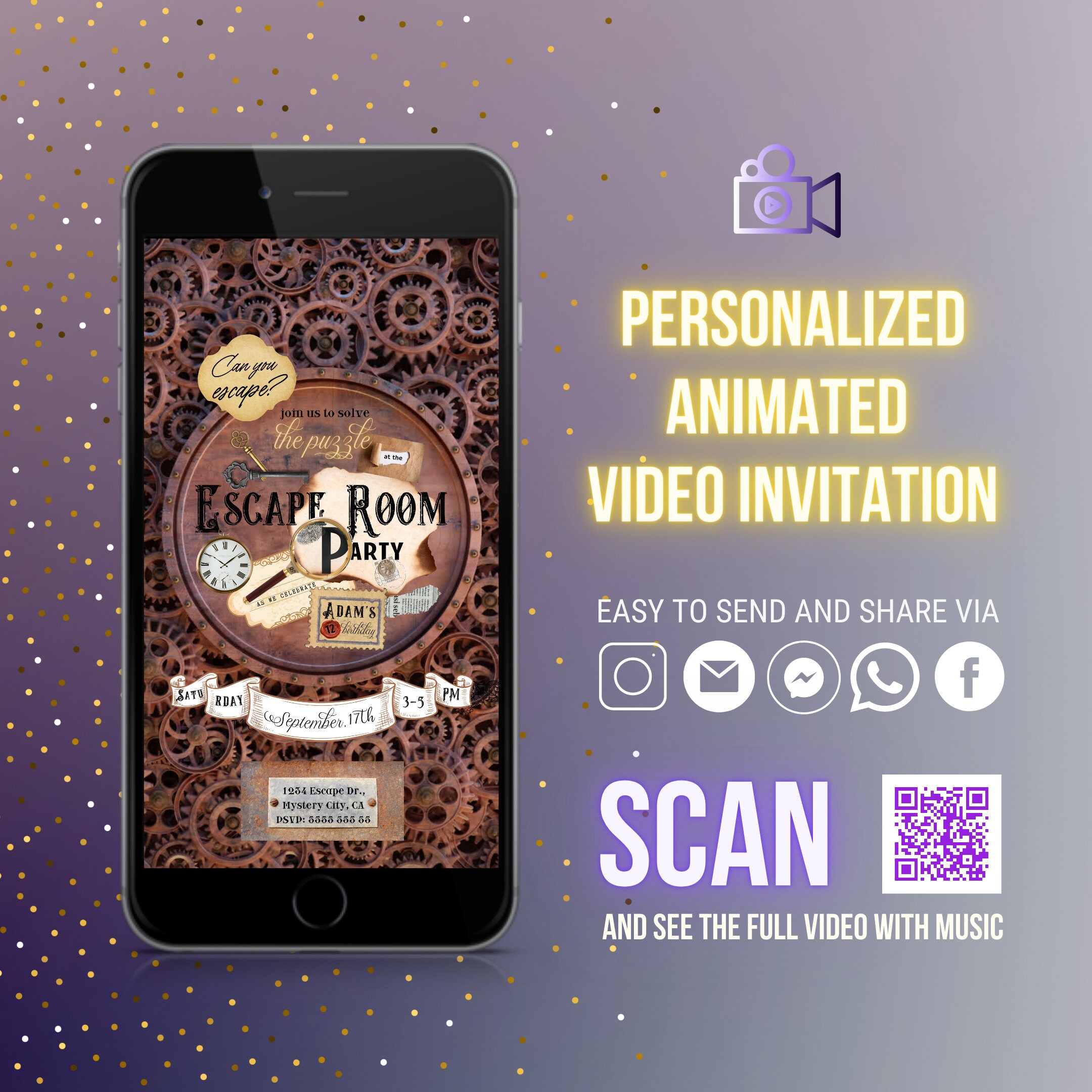 Escape Room Birthday Animated Video Invitation With Background Music ...