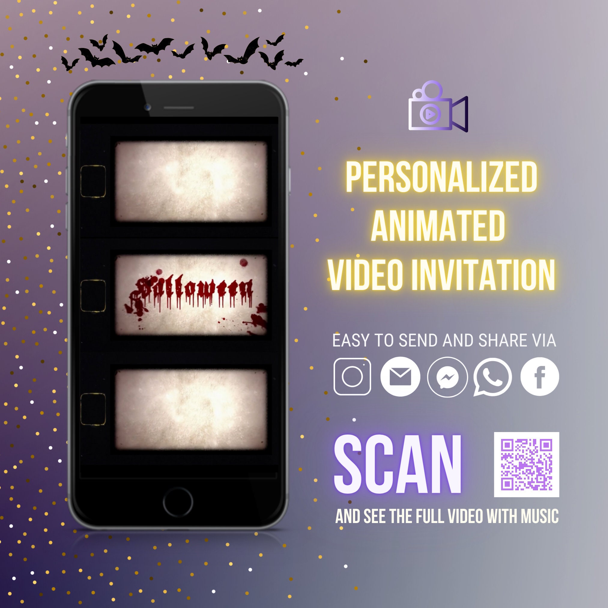 Halloween Scary Party Video Digital Invitation With Music, Fully ...