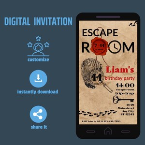 Escape Room Birthday Party Invitation Digital Birthday Invitation ...