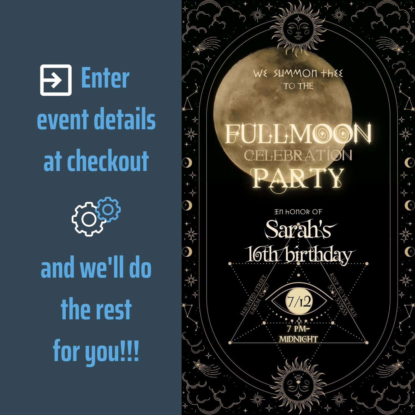 Full Moon Sweet Sixteen Witch Video Digital Invitation | Etsy