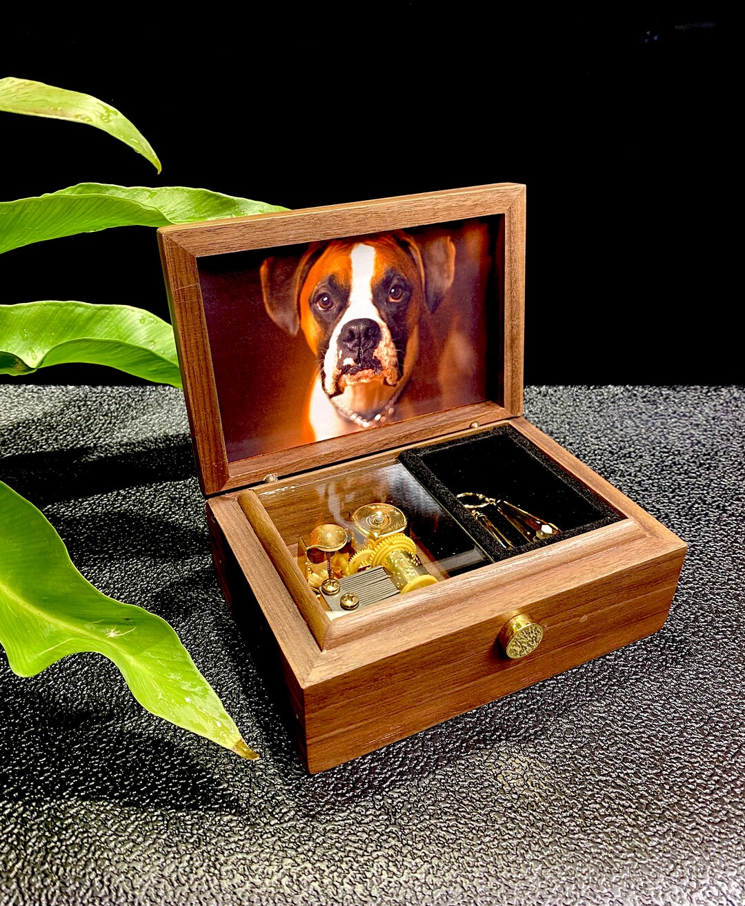 Walnut Wind-up Music Box Custom Engraving Custom Photo - Etsy