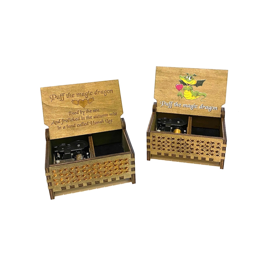 Puff the Magic Dragon | Wind-up Music Box | Custom Engraving | Storage ...