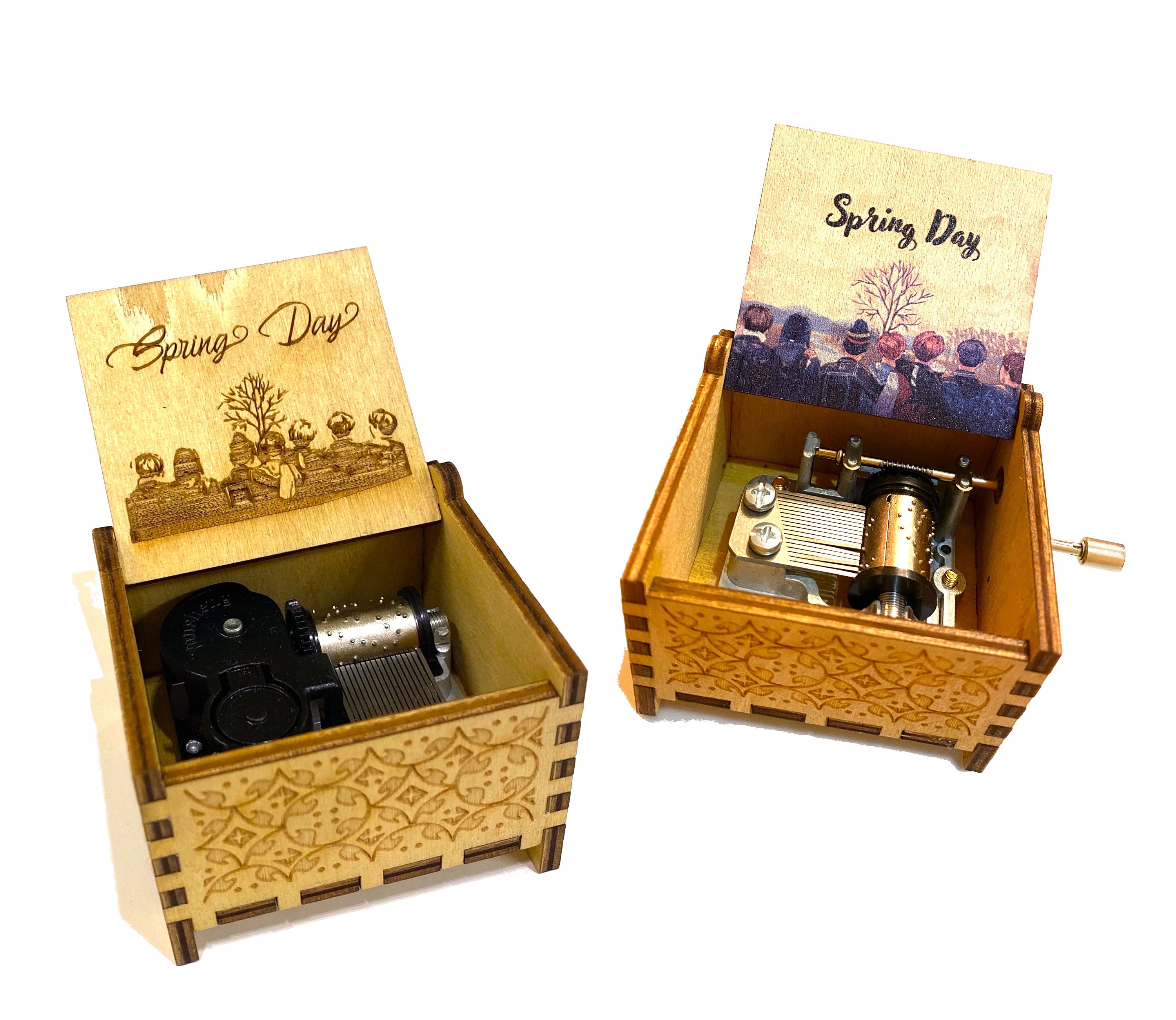 Spring Day Wind-up & Hand-crank Music Box Custom Engraving Perfect Gift ...