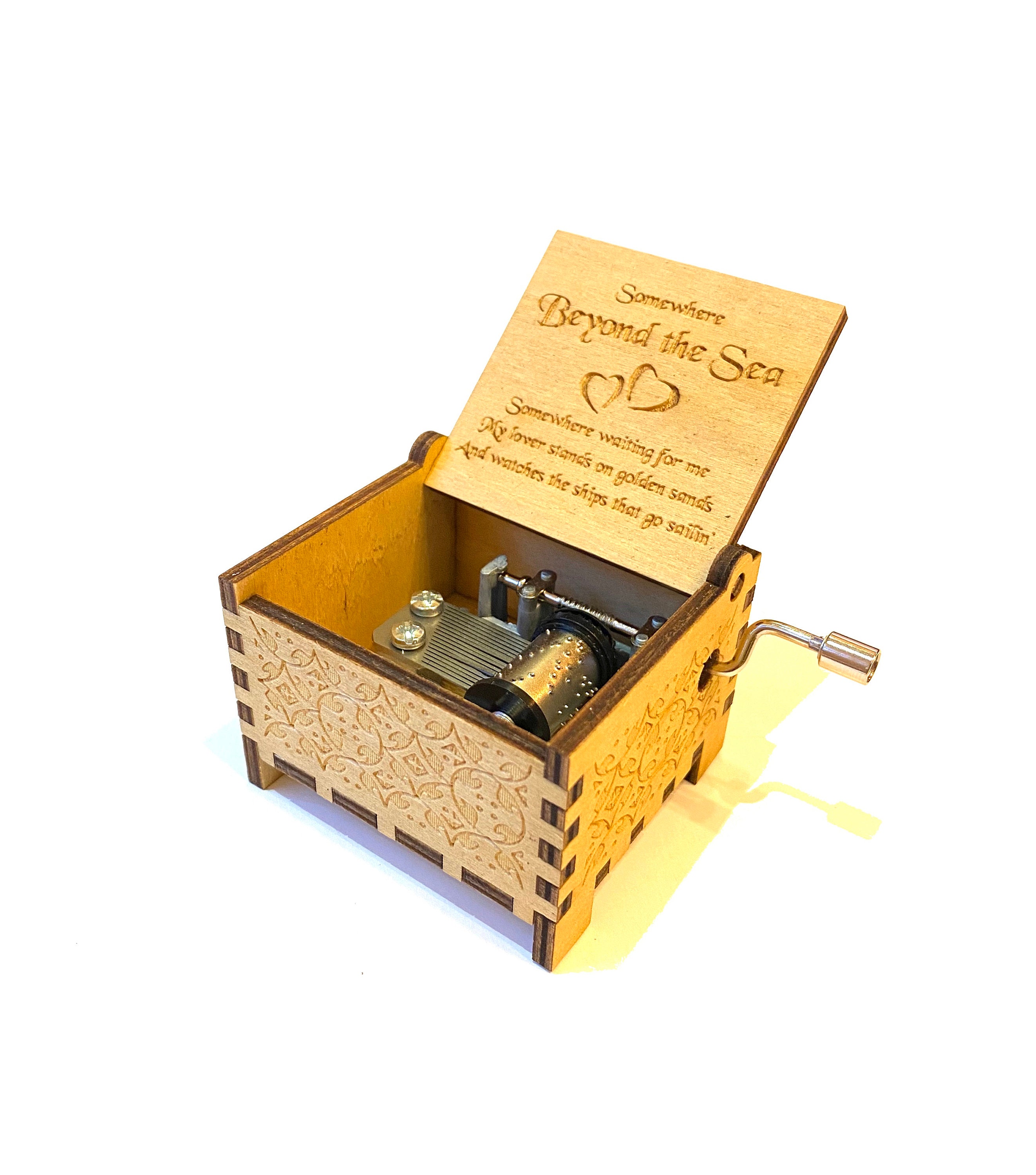 Beyond the Sea Wind-up & Hand-crank Music Box Custom Engraving Perfect ...
