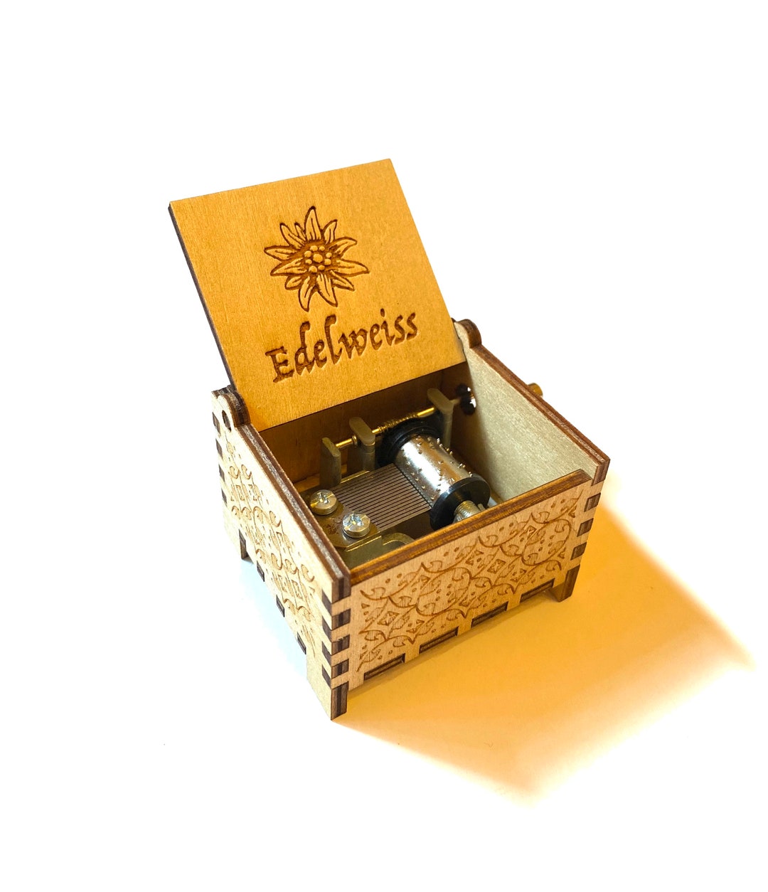 Edelweiss | Wind-up & Hand-crank Music Box | Custom Engraving | Perfect ...
