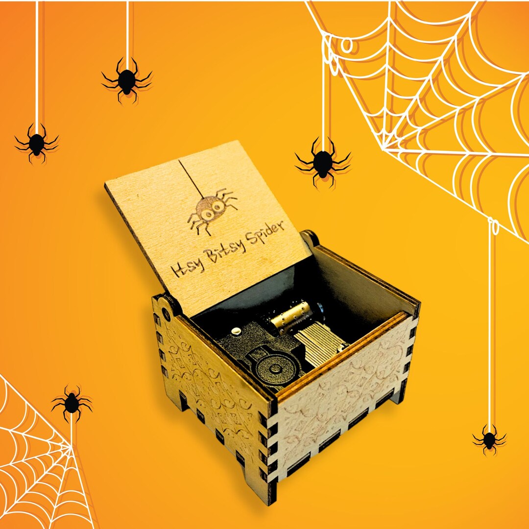 Itsy Bitsy Spider Music Box | Wind-up & Hand-crank Version | Custom Engraving | Gift Box + Gift ...